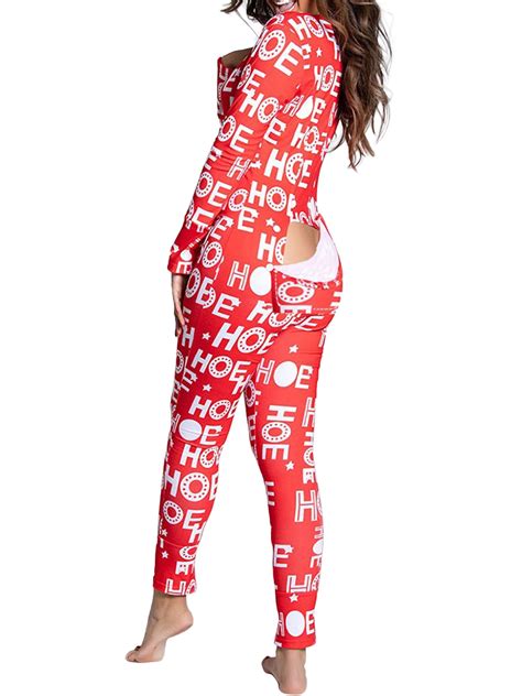 Haite Women Long Sleeve V Neck Sleepwears Bodysuit Sexy Onesies Pajamas