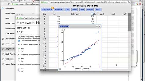 how to draw quantile plot and do data transformation using statcrunch