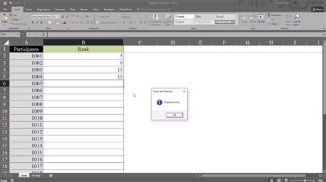 detecting and preventing duplicate values in real time using excel vba