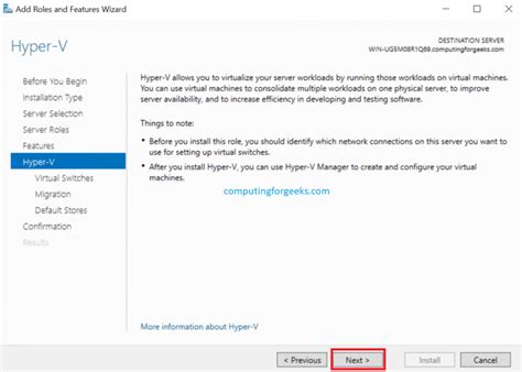 install and configure hyper v on windows server 2019 computingforgeeks