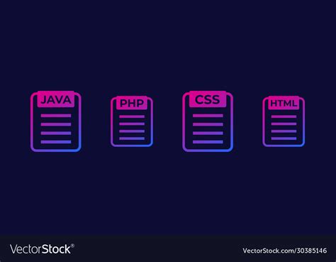 java php css html code icons royalty free vector image