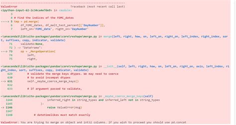 python 3 x trying to merge 2 dataframes but receiving value error of