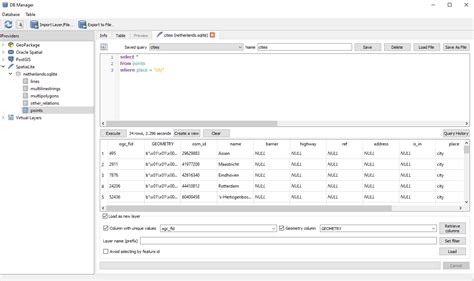 qgis dbmanager error al crear la capa sql answacode