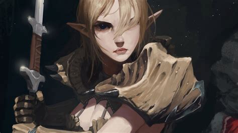 Wallpaper Fantasy Art Blonde Anime Sword The Elder Scrolls V
