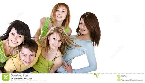 Groupe Heureux Des Jeunes Image Stock Image Du Tête 11079041