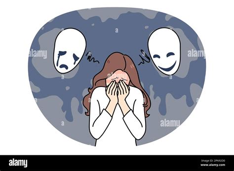 Sad Woman Feel Depressed Suffer From Mental Or Psychological Bipolar