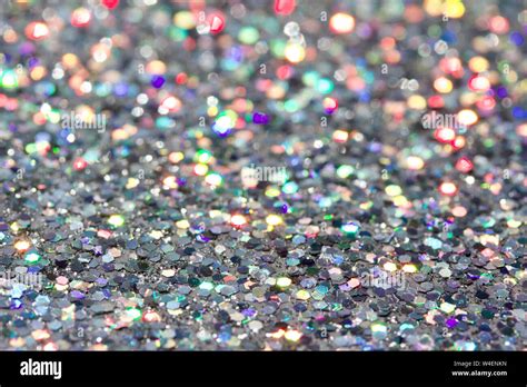 Macro Abstract Texture Background Of Sparkling Silver Glitter