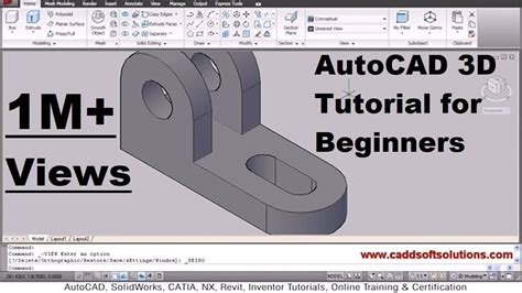 autocad 3d tutorial for beginners youtube