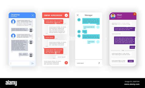 chatbot bot messenger app interface and support chat window vector