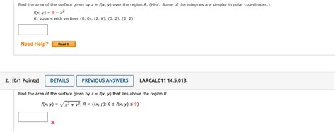 [solved] Find The Area Of The Surface Given By Z F X