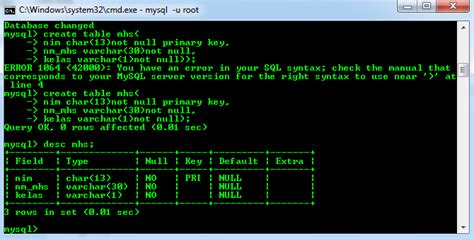 cara membuat database mysql di xampp dengan cmd struktur web