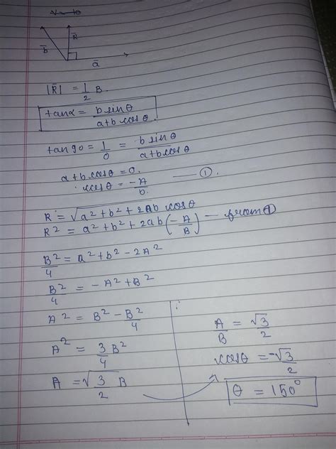 The Resultant Of Two Vectors A And B Is Perpendicular To Vector A And