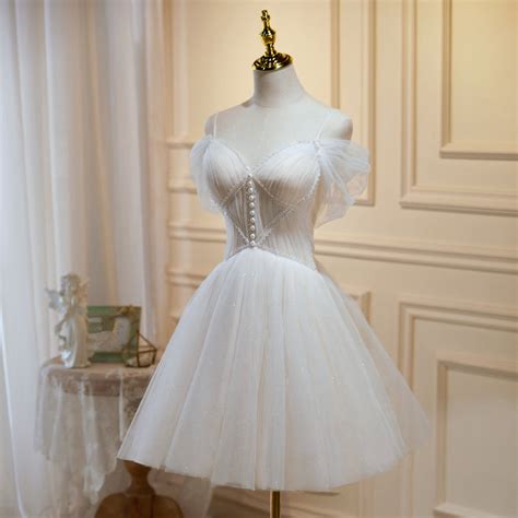 Lovely Off Shoulder Knee Length Prom Dress Ivory Homecoming Dresses