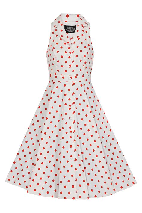 Georgia Polka Dot Swing Dress In White Hearts And Roses London