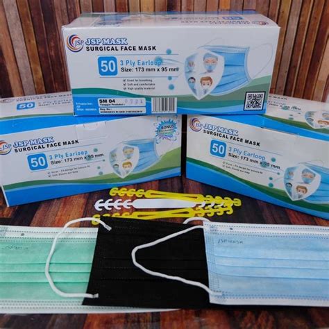 Jual Masker Jsp Surgical Facemask Earloop Isi 50 Pcs Warna Biru Hitam