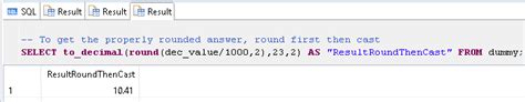 hana sql casting to decimal implicit or explicit will not provide