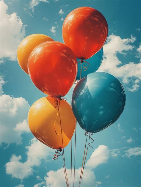 A Bunch Of Colorful Balloons Floating In The Sky Stock Image Image Of