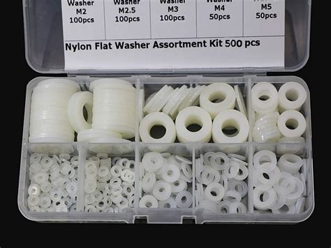 Beihuazi® Nylon Washers 500pcs Plastic Round Flat Spacers Assorted M2