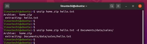 linux zip and unzip command with examples