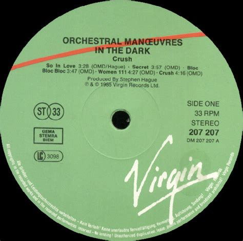 Orchestral Manoeuvres In The Dark Crush Vinyl Pussycat Records