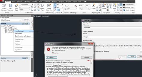 help autocad plant3d unhandled exception error autodesk community