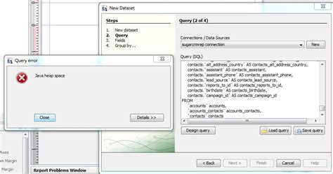 java heap space error in ireport 4 8 0 stack overflow