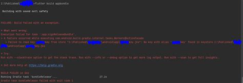 flutter having this execution failed for task app signreleasebundle