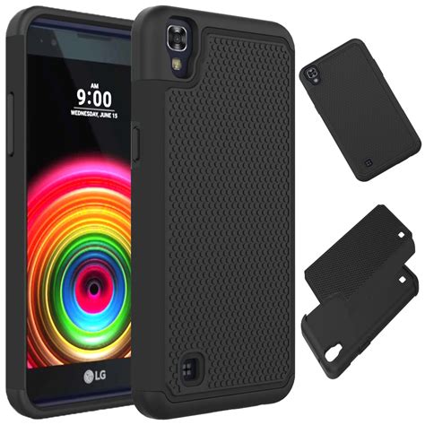 For Lg X Power Case Dual Layer Armor Hybrid Rugged Rubber Hard Pc