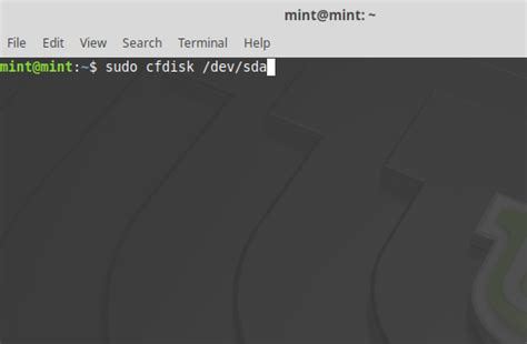 cfdisk command in linux with examples geeksforgeeks