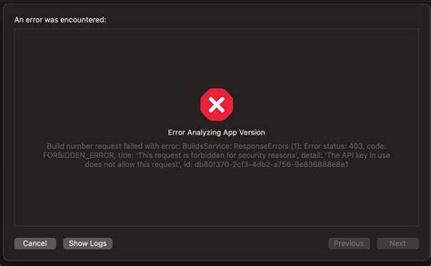 ios what is an error analyzing app version when distributing from