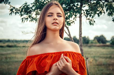 Blue Eyes Face Model Women Women Outdoors Bare Shoulders Hd Wallpaper