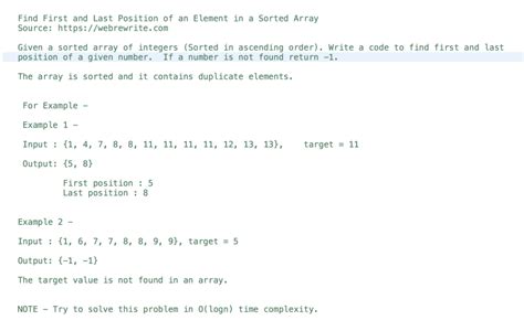Find First And Last Position Of Element In Sorted Array Java Code