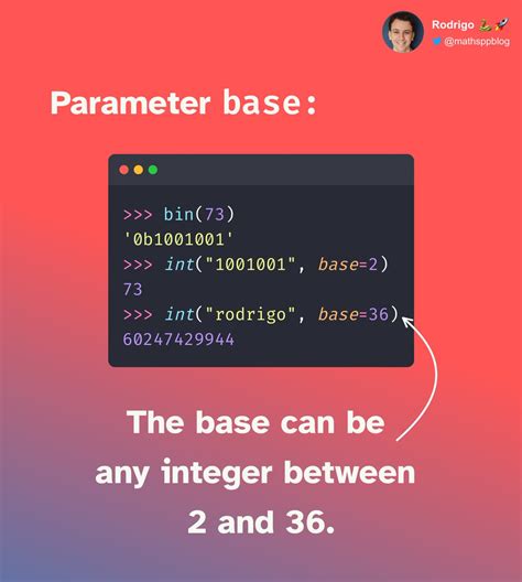 rodrigo 🐍🚀 on twitter the python 🐍 built in `int` has a parameter
