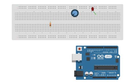 Circuit Design Control Led Brightness With Potentiometer Demo Tinkercad