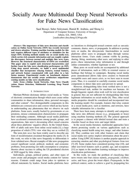 Socially Aware Multimodal Deep Neural Networks For Fake News Detection