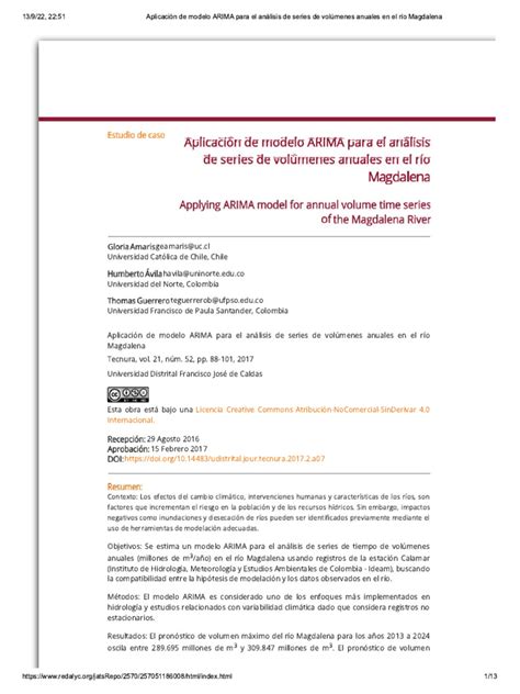 Aplicación De Modelo Arima Para El Anál Pdf