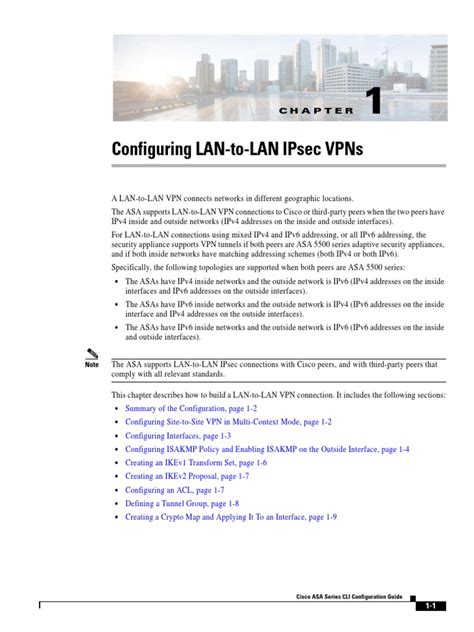 Configuring Lan To Lan Ipsec Vpns Cisco Asa Series Cli Configuration