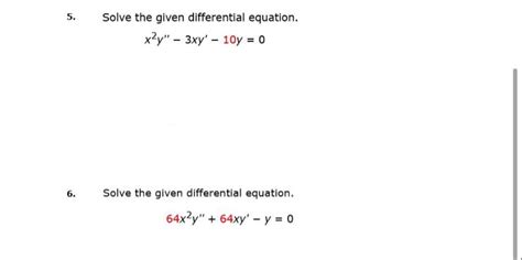 solved 5 solve the given differential equation x2y 3xy
