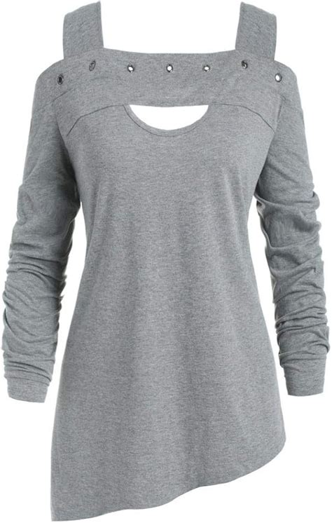 Schulterfrei Jumper Lose Grau Tshirt Damen Big Sale 15 Off Elegante