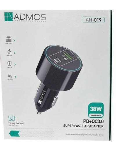 سعر شاحن سيارة من ادموس بمنفذين Pd سريع ومدخل Usb بقوة 38w فى السعودية