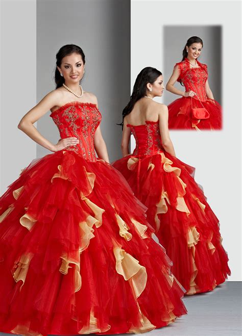 Red And Yellow Ball Gown Strapless Lace Up Floor Length Embroidered And
