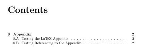 sectioning formatting appendix labels and its toc entry in the report