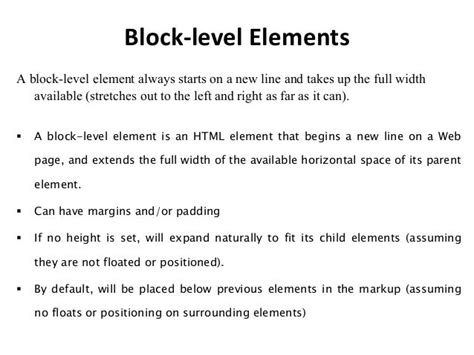 html block and inline elements