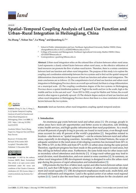 Pdf Spatial Temporal Coupling Analysis Of Land Use Function And Urban