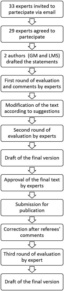 flowchart of the delphi consensus process used in the present document