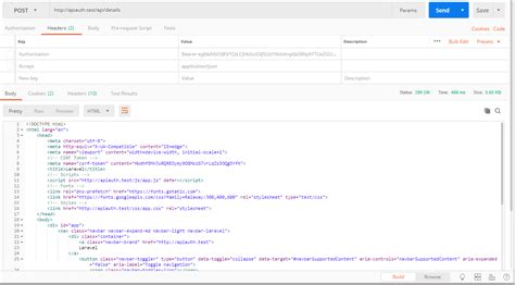 laravel solution how to send authorization access token to request