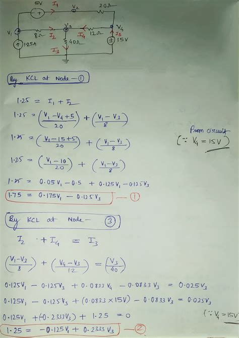 [solved] determine the values of the node voltages v1 v2 v3 and v4