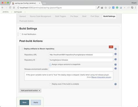 deploy artifacts lên maven repository trong jenkins hướng dẫn java