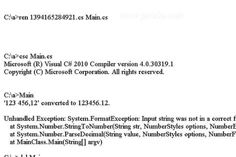 input string was not in a correct format c decimal dapatkan data