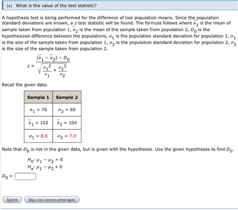 Solved A What Is The Value Of The Test Statistic A